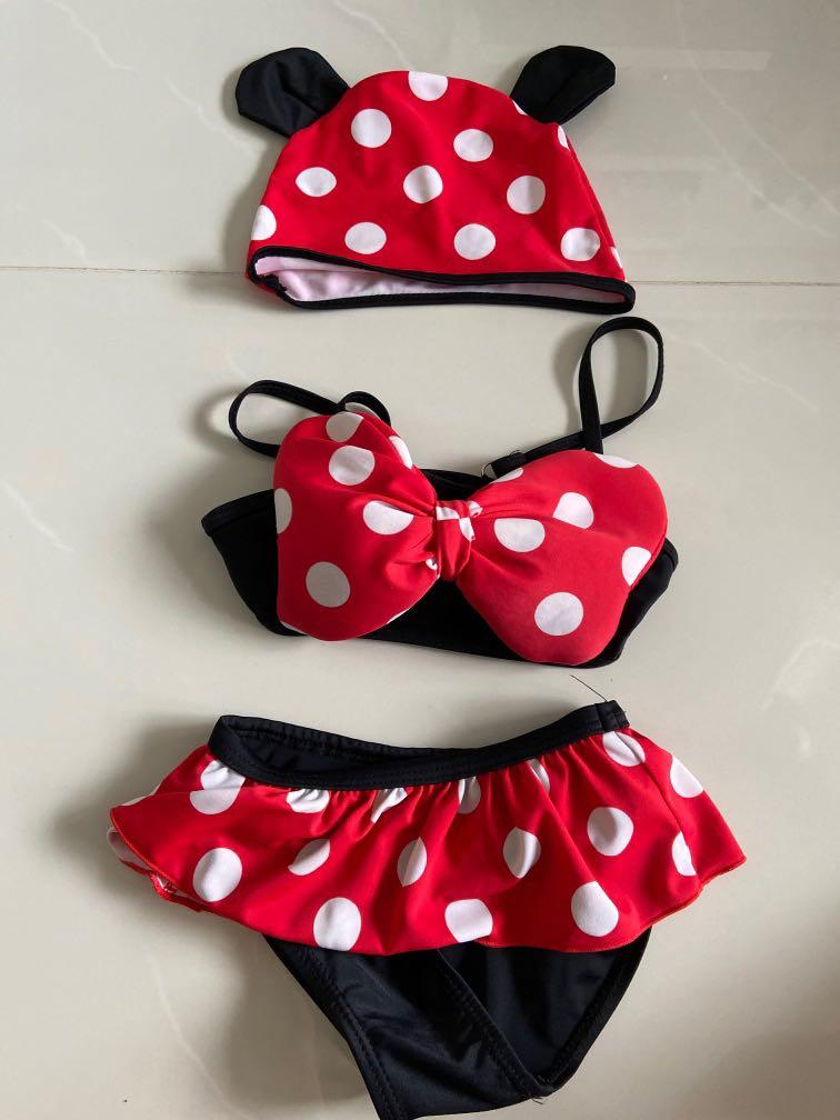 Minnie Mouse bikini set swimwear, Babies & Kids, Babies & Kids Fashion ...