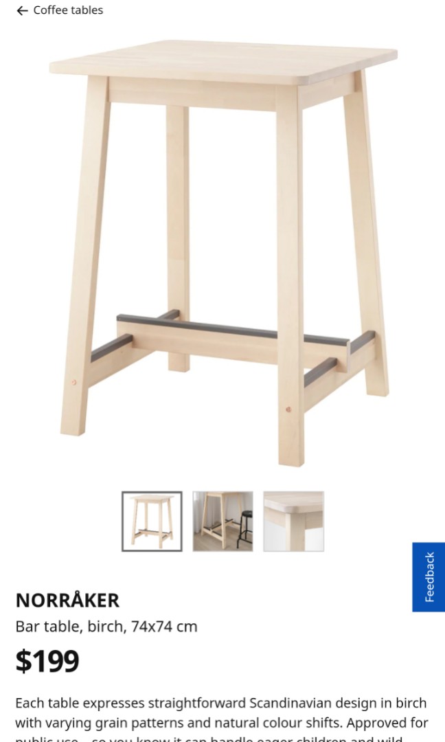 Norraker Bar Stool (x2) and Bar Table, Furniture, Tables & Chairs on ...