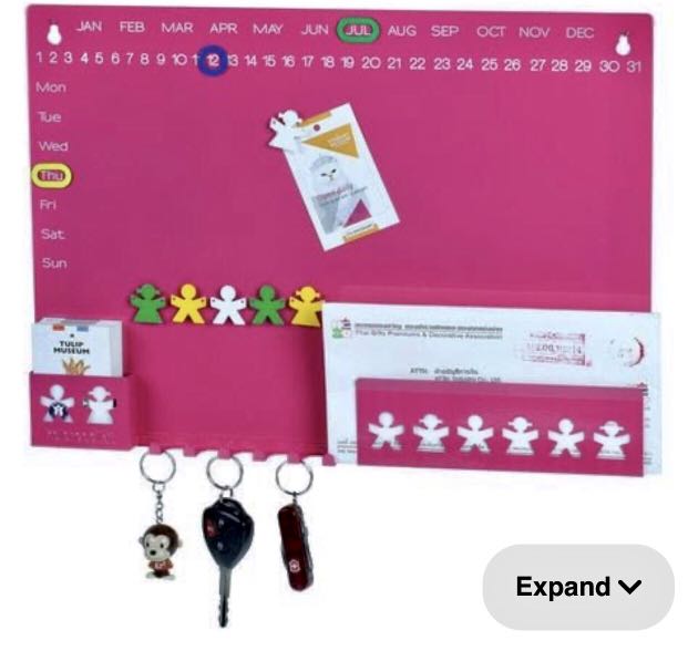 Pink Metal Note Board with Calendar, Key Holder, Hobbies & Toys ...