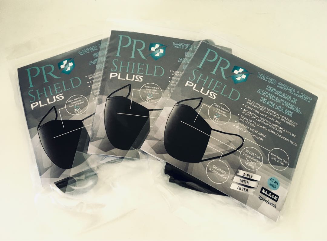 Pro Shield Plus 3 Ply Filter Reusable Face Mask, Health & Nutrition ...