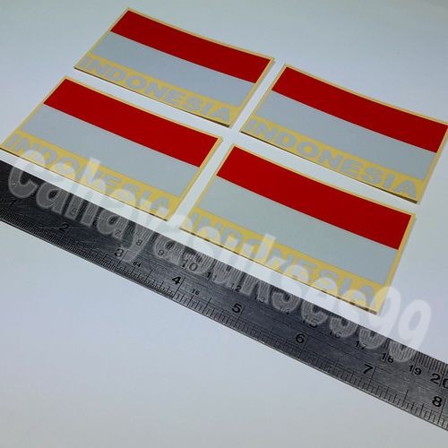Sticker Bendera Merah Putih INDONESIA Putih Reflective 8cm x 5cm Stiker ...