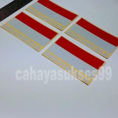 Sticker Bendera Merah Putih INDONESIA Putih Reflective 8cm x 5cm Stiker ...