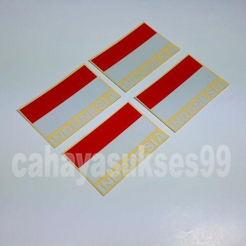 Sticker Bendera Merah Putih INDONESIA Putih Reflective 8cm x 5cm Stiker ...