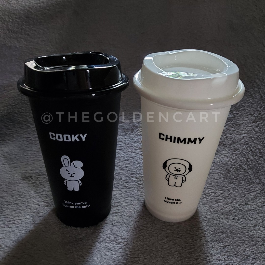 BT21 Reusable Tumbler Chimmy and Cooky, Hobbies & Toys, Memorabilia & Collectibles, K-Wave on ...