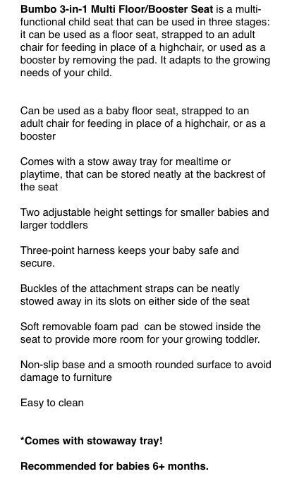 Bumbo 3-in-1 Multi Floor/Booster Seat green colour, Babies & Kids ...