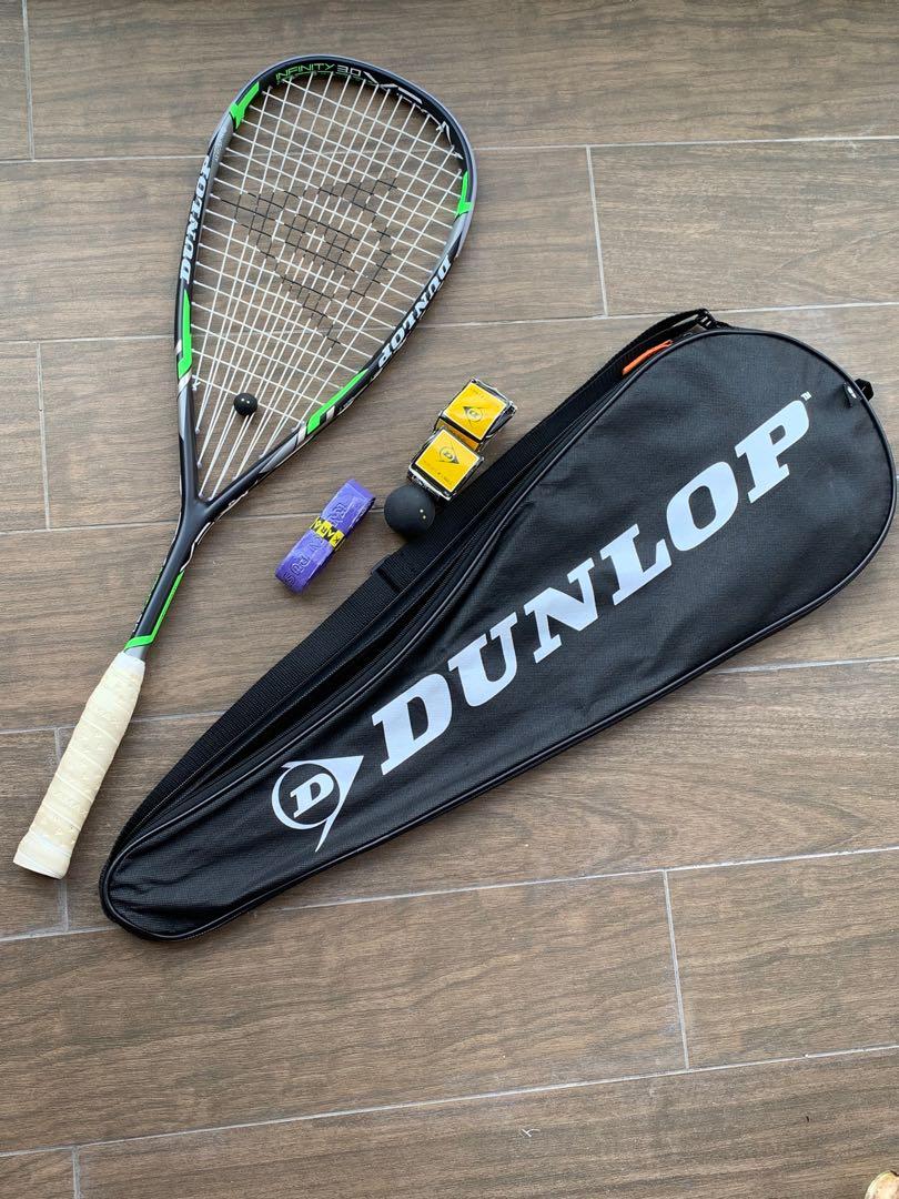 Dunlop Squash Racket with carrying case, Squash balls and rubber band ...