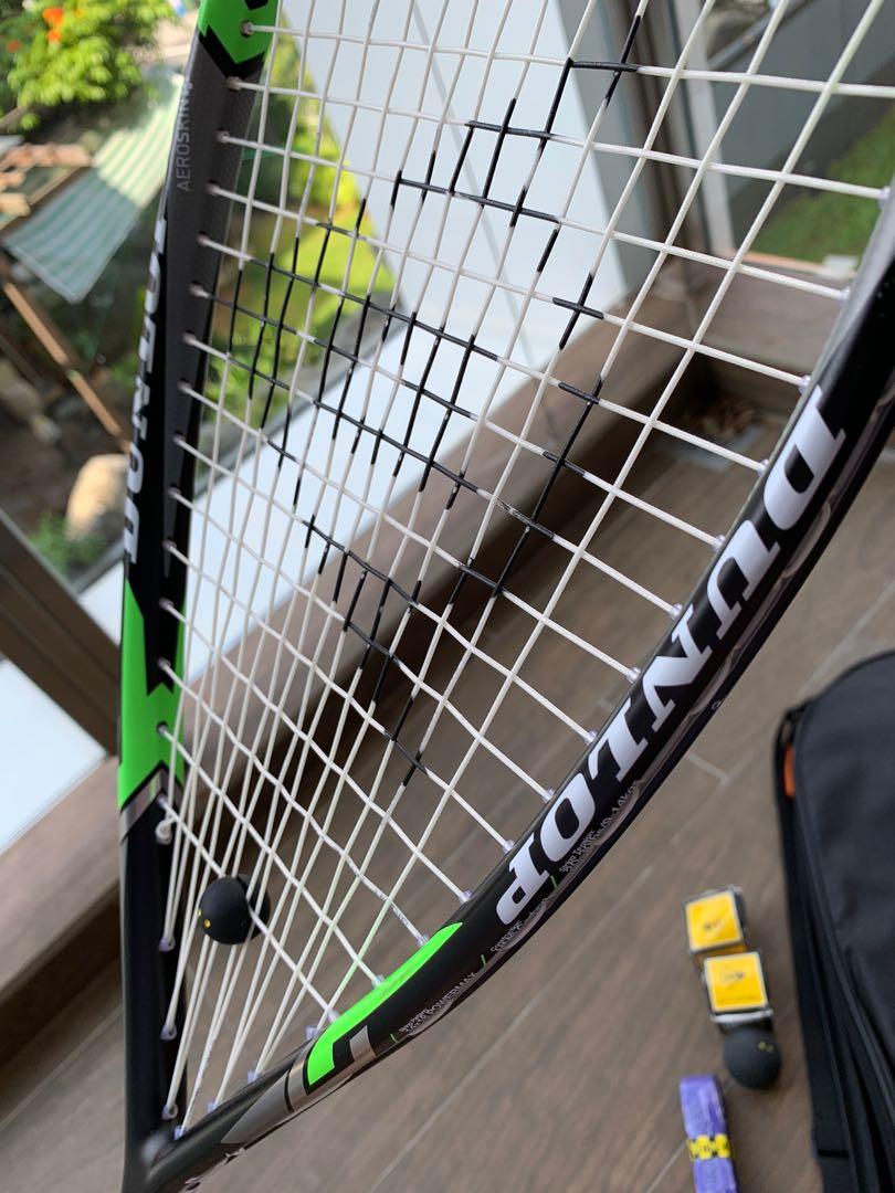 Dunlop Squash Racket with carrying case, Squash balls and rubber band ...