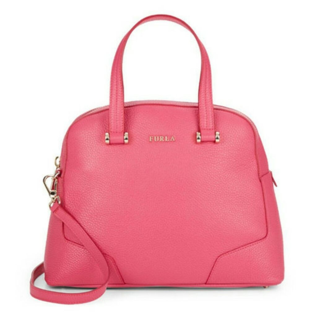 Furla Dome leather Pink Handbag, Luxury, Bags & Wallets on Carousell