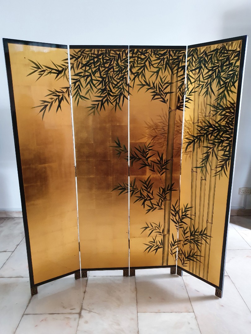 Golden Bamboo Pingfeng Chinese Screen, Furniture & Home Living, Home ...