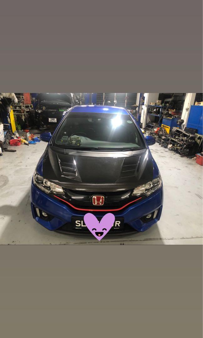 Honda Fit Jazz GK3 GK5 GP5 carbon fiber bonnet js racing hood, Car ...