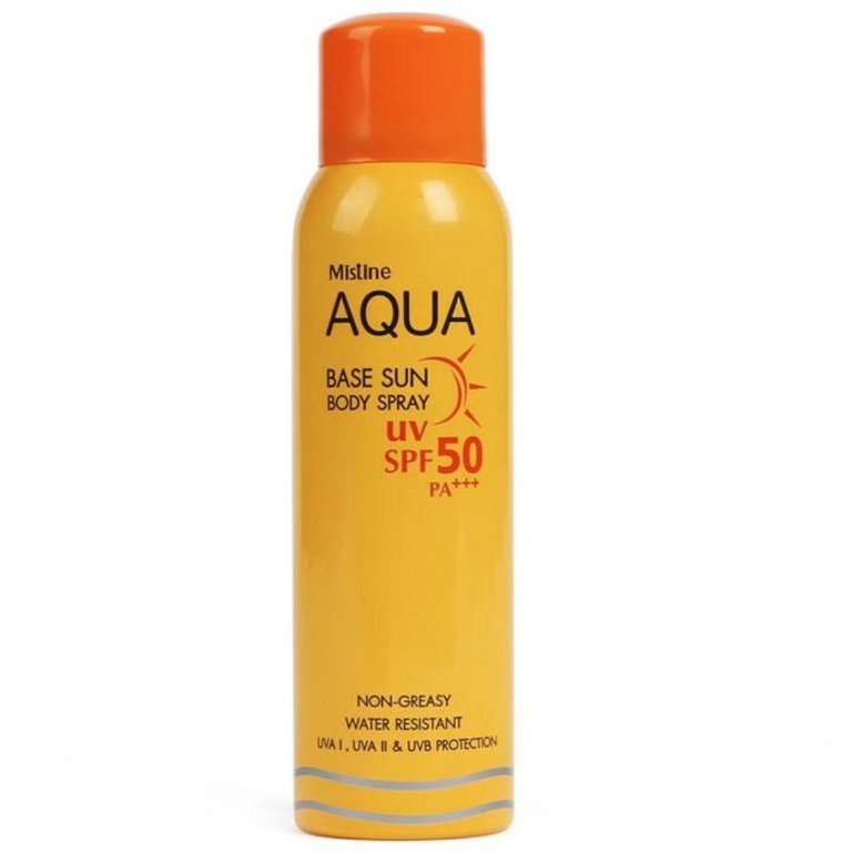 MISTINE Aqua Base Sun Body Spray UV SPF50 PA+++, Beauty & Personal Care ...