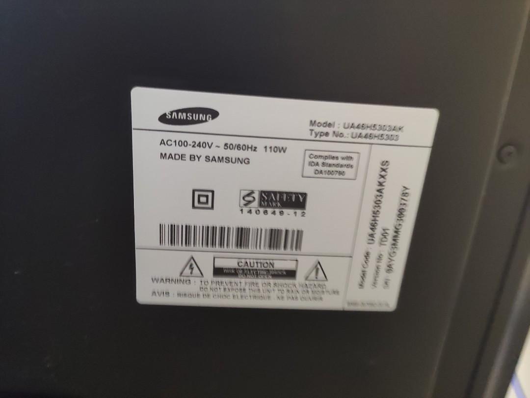 Old samsung smart LED tv UA46H5303AK FULL HD+, TV & Home Appliances, TV ...