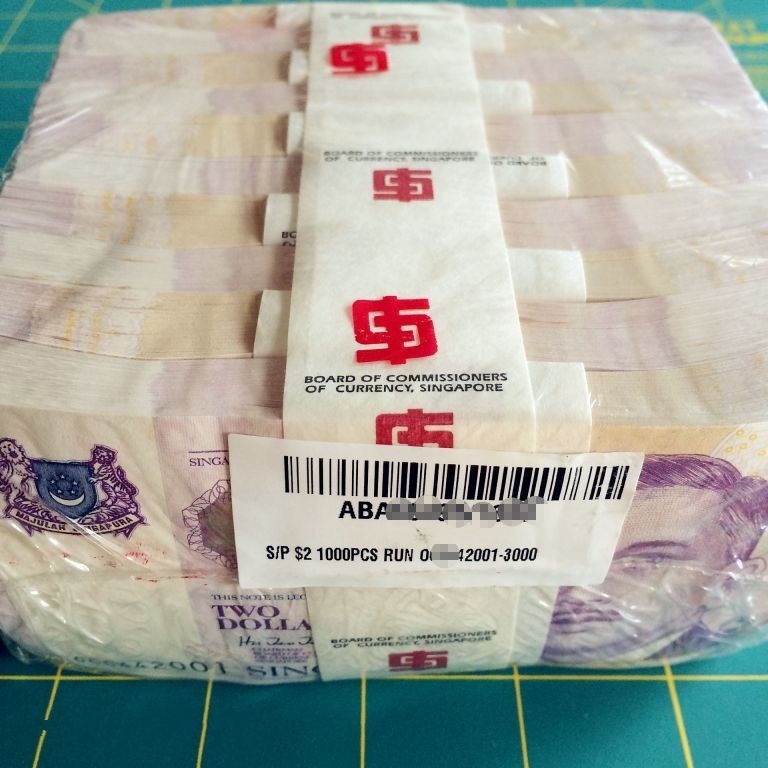 Portrait $2 Singapore 10 Stacks Brick 1000 Runs, Hobbies & Toys ...