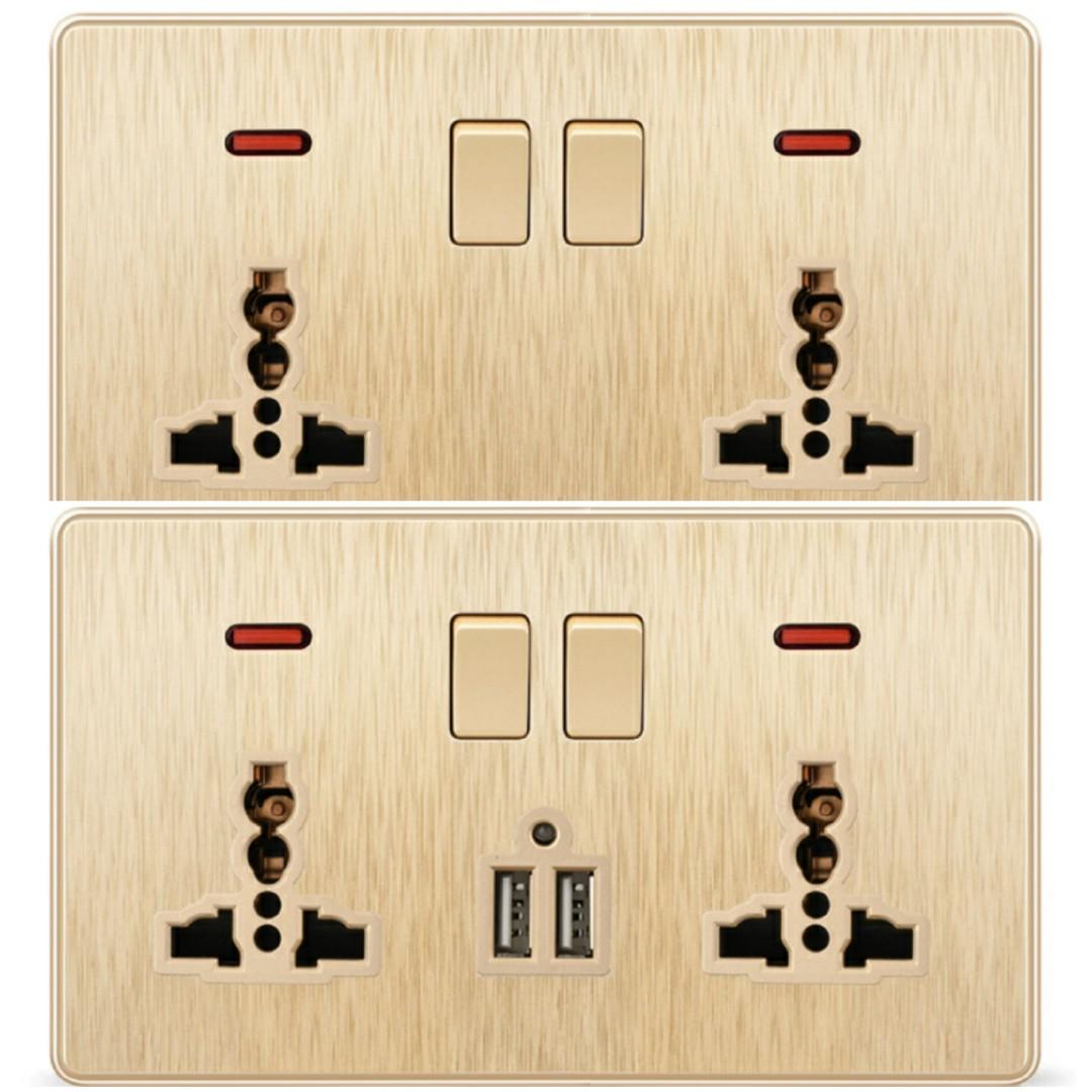 Universal Wall Socket with USB ports (double / 146 type) mininalist ...