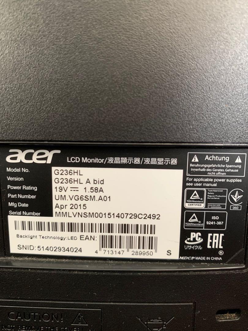 Acer Monitor, Electronics, Computer Parts & Accessories on Carousell