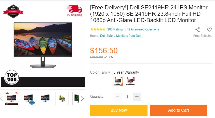 Dell SE2419HR 24 IPS Monitor (1920 x 1080) SE 2419HR 23.8-inch Full HD ...