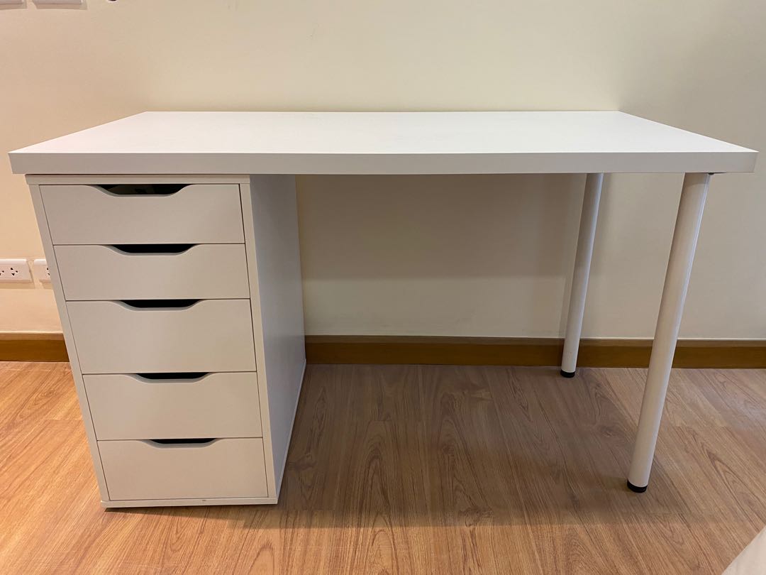 Linnmon Alex Desk 120cm White, Furniture & Home Living, Furniture ...