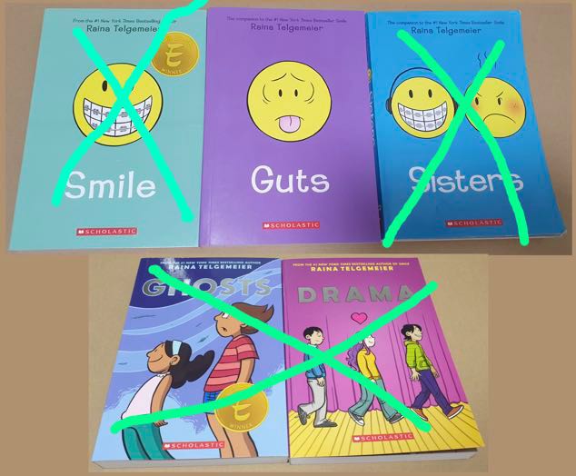 Raina Telgemeier English Comics/Books (Smile, Guts, Sisters, Ghost ...