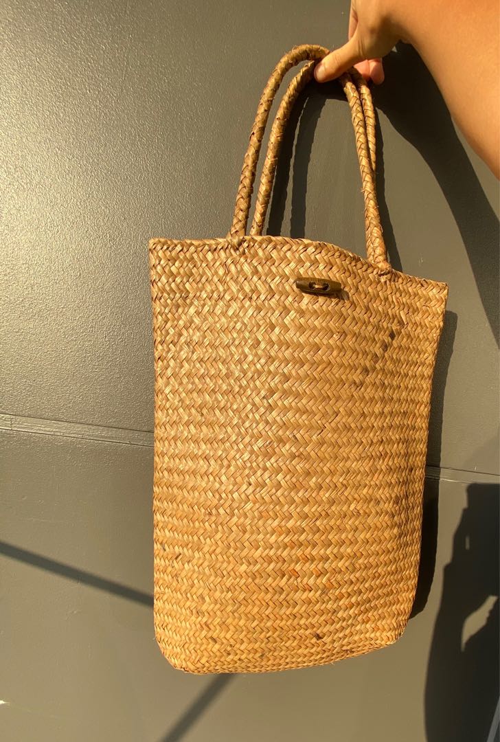 Rattan Tote Bag, Luxury, Bags & Wallets on Carousell