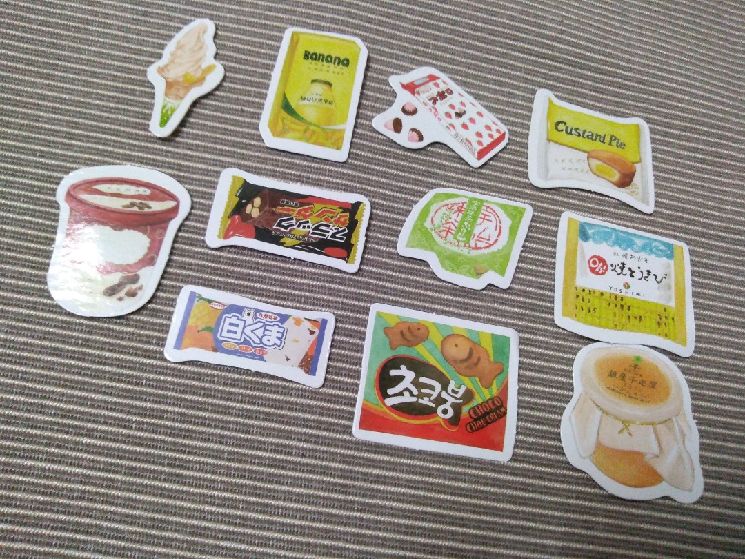 Set A9 11 pcs japanese snack stickers, Hobbies & Toys, Stationary ...