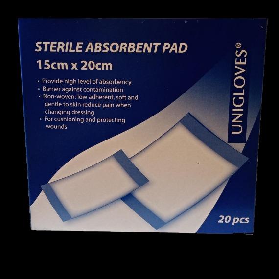 Unigloves Sterile Absorbent Pad (Gamgee Pad) 10cm x 20cm / 15cm x 20cm ...