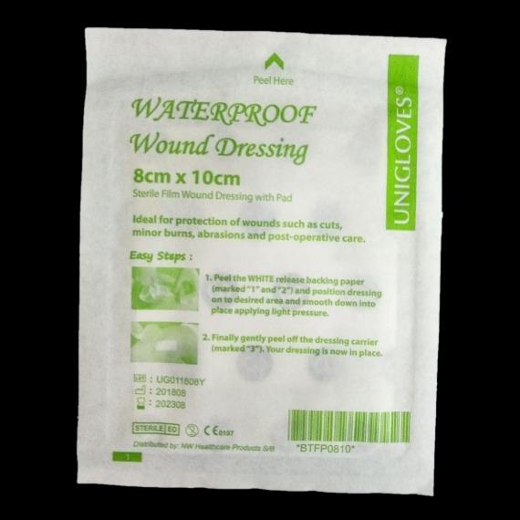 Unigloves Waterproof Wound Dressing with Pad 8cm x 10cm, Health ...