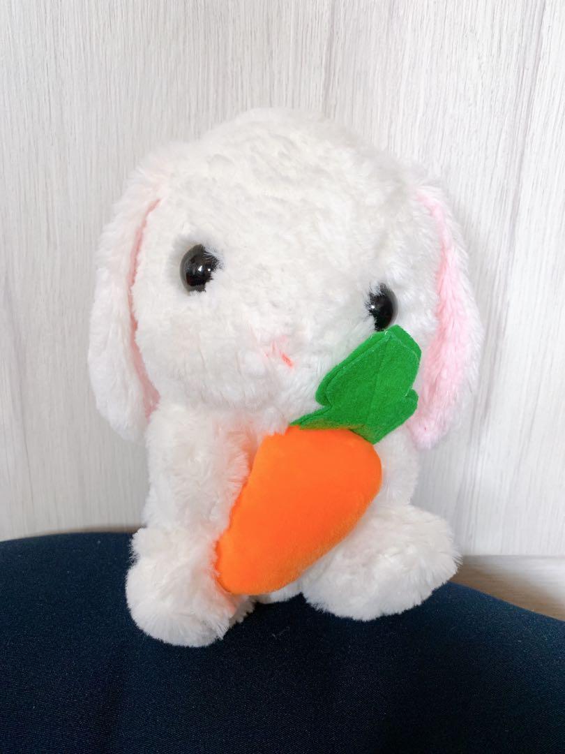 White Bunny with Carrot Soft Toy, Hobbies & Toys, Toys & Games on Carousell
