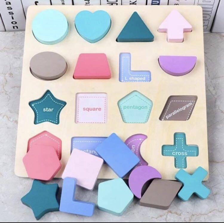 Wooden Alphabet and Shapes Puzzle, Hobbies & Toys, Toys & Games on ...