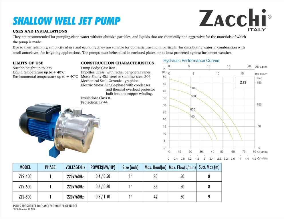 Zacchi Shallow Well Jet Pump, Commercial & Industrial, Construction ...