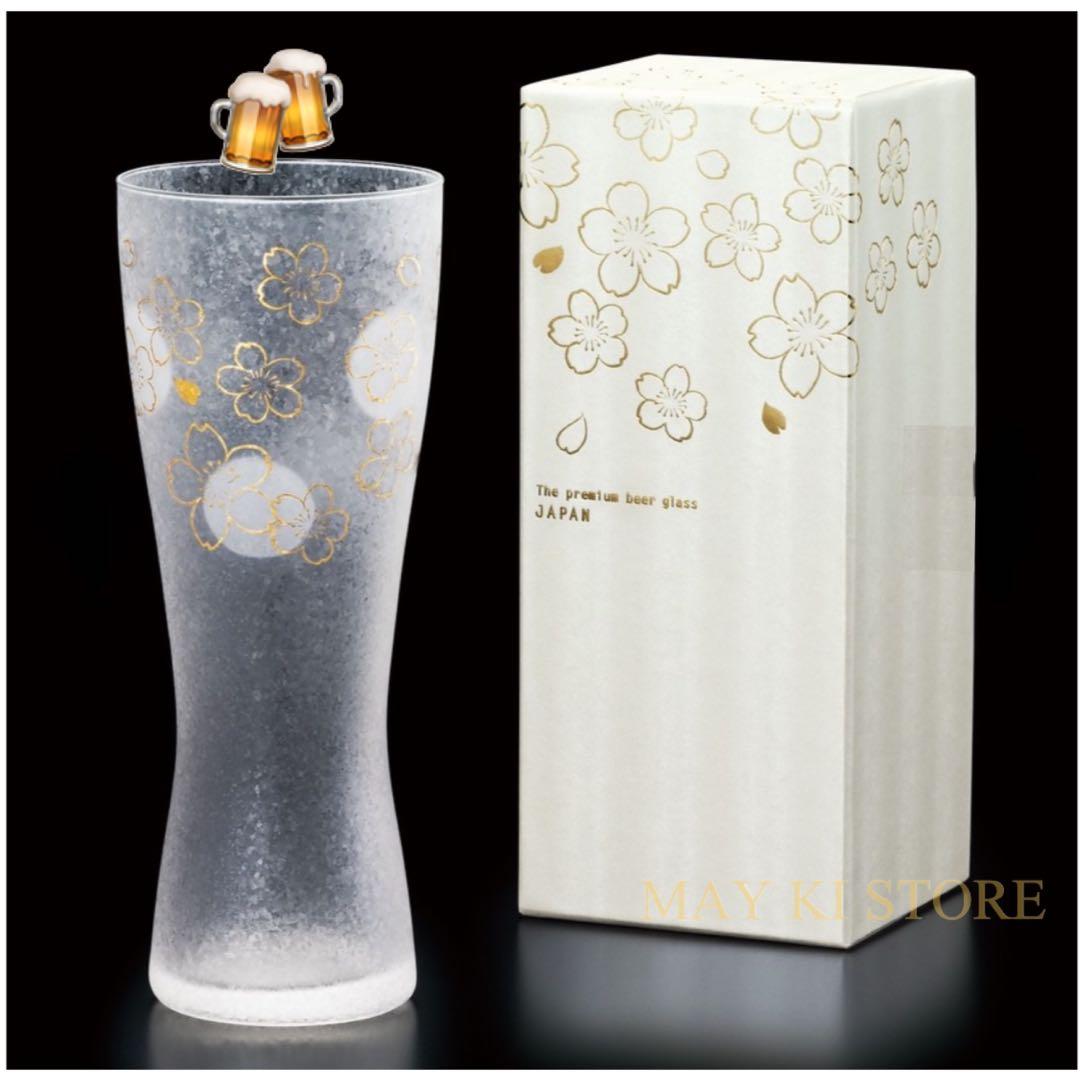 日本製 Sakura Beer Glass 櫻花 製泡 啤酒 玻璃杯, 傢俬＆家居, 廚具和餐具, 廚水杯、水壺 - Carousell