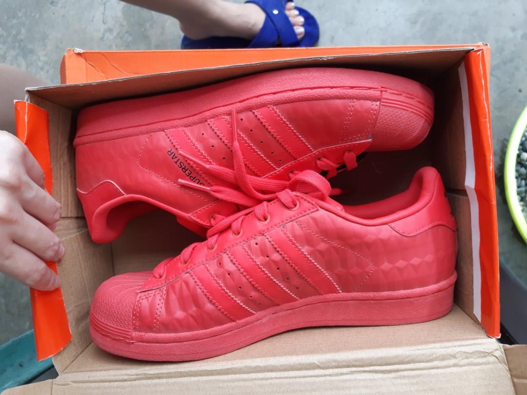 Adidas Red Superstar, Women's Fashion, Footwear, Sneakers on Carousell