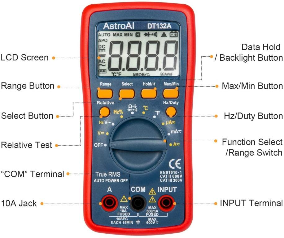 AstroAI Digital Multimeter, TRMS 4000 Counts Volt Meter Manual and Auto ...