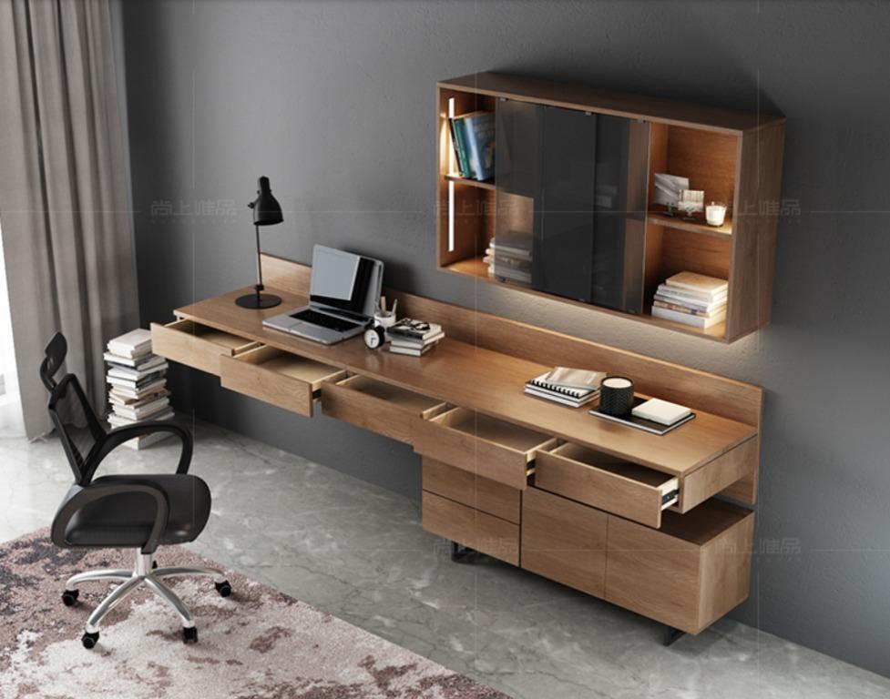 [BRAND NEW] Wall-mounted study table, bookshelf, cabinet set, Furniture & Home Living, Furniture ...