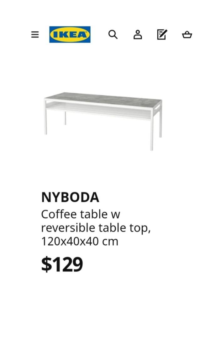 IKEA NYBODA COFFEE TABLE, WHITE GREY, Furniture & Home Living, Furniture, Tables & Sets on Carousell