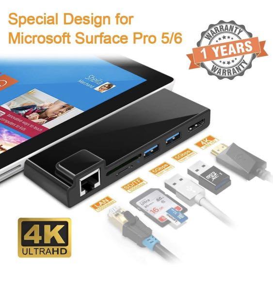 Microsoft Surface Pro 5/6 Hub Multiport Adapter, Rocketek 6 in 1 ...