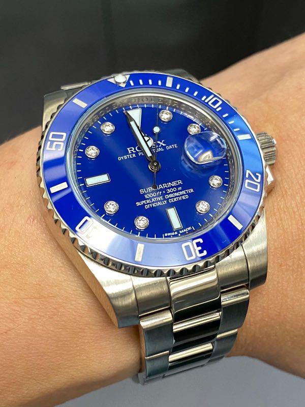 Rare Rolex Smurf Serti Rolex Factory Diamond Dial, Luxury, Watches on ...