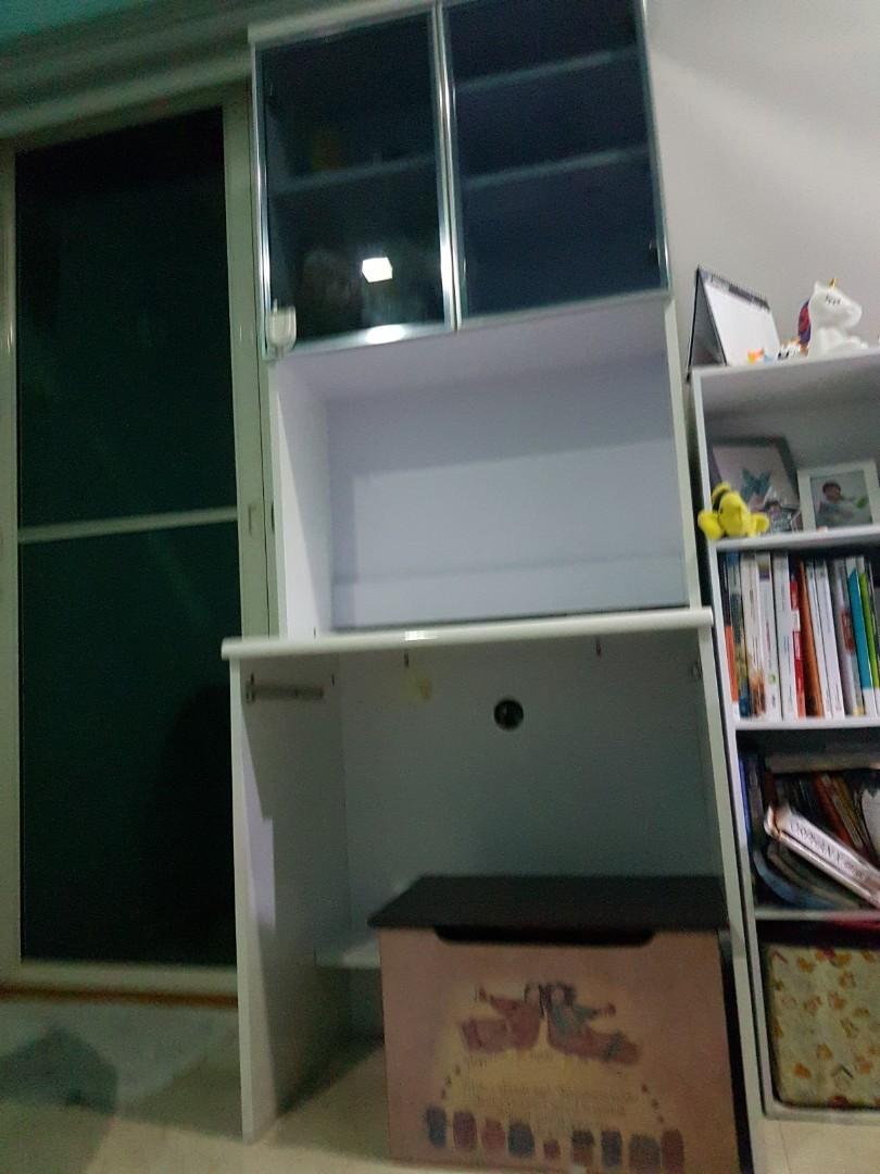 Single study table with 2 door glass cabinet, Furniture & Home Living ...