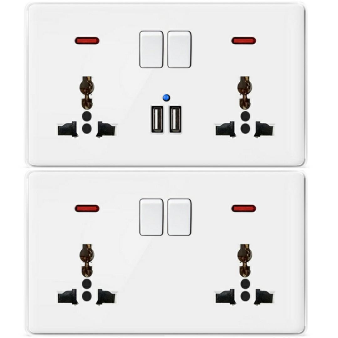 Universal Wall Socket with USB ports (double / 146 type) mininalist ...