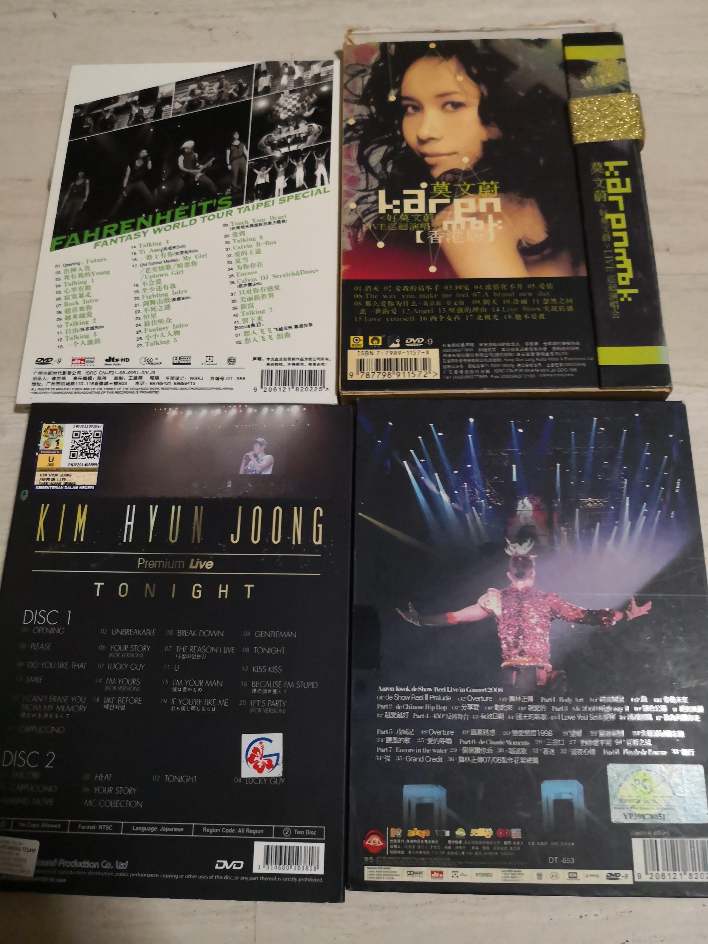 $12 concert dvd 演唱会 莫文蔚，郭富城，Kim Hyun Joong,飞伦海, Hobbies & Toys, Music ...