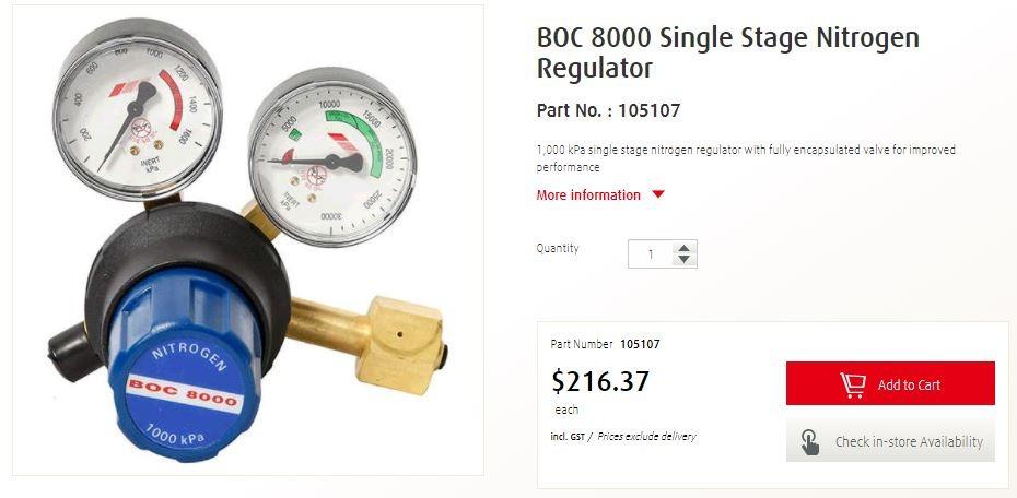 BOC 8000 Single Stage Nitrogen Regulator, Commercial & Industrial ...