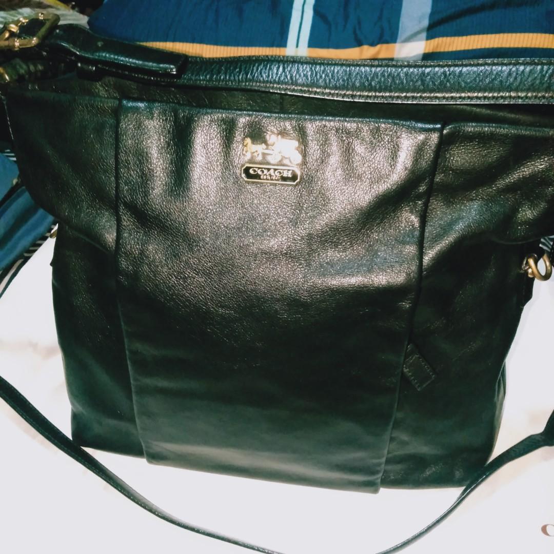 Coach Isabelle Madison Genuine Black Leather Hobo Bag, Women's Fashion ...