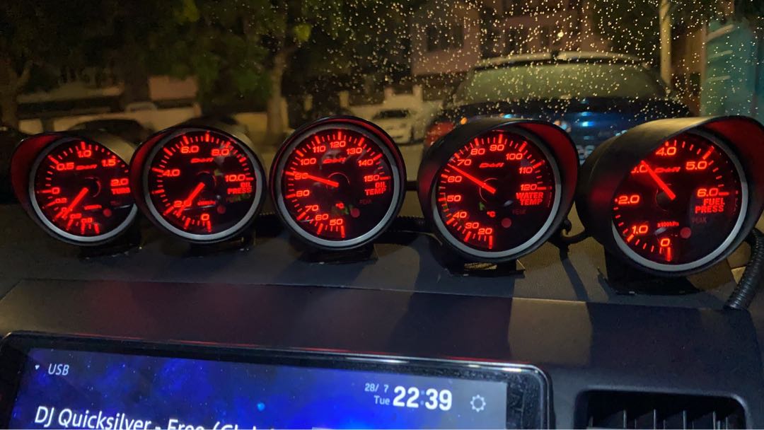 Defi BF Red Gauges x 5, Car Accessories, Electronics & Lights on Carousell