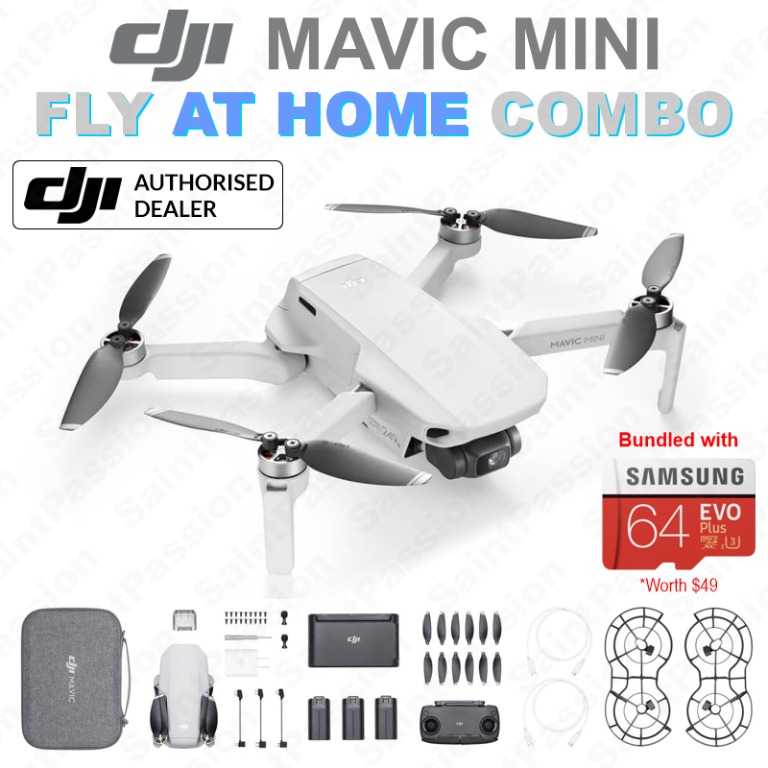 DJI Mavic Mini Fly At Home Combo (4K microSD Card Bundle), Photography ...