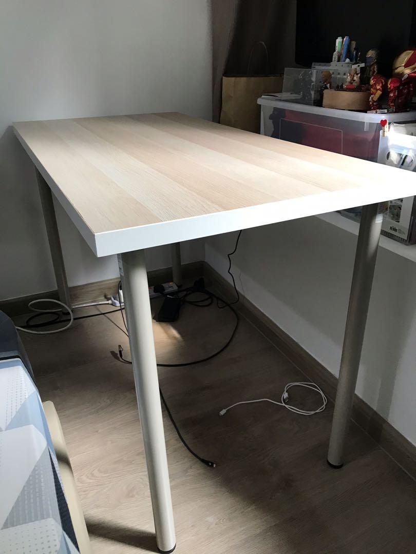 Ikea Linnmon Desk Table Top (White/White Stained Oak Effect), Furniture ...