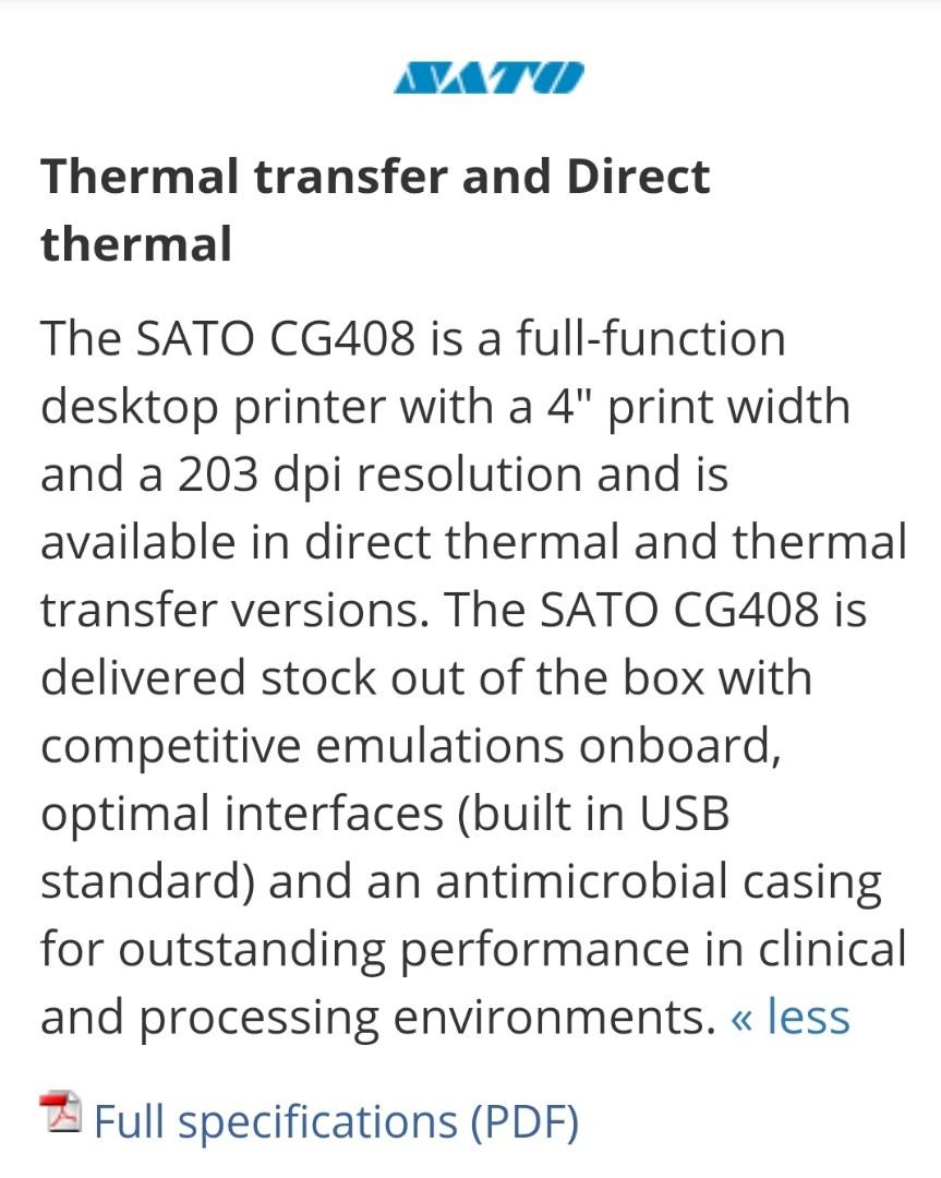 SATO CG408 BARCODE PRINTER, Everything Else on Carousell