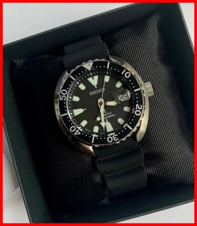 Seiko Mini Turtle Prospex Automatic Diver Black Dial Rubber Strap Japan ...