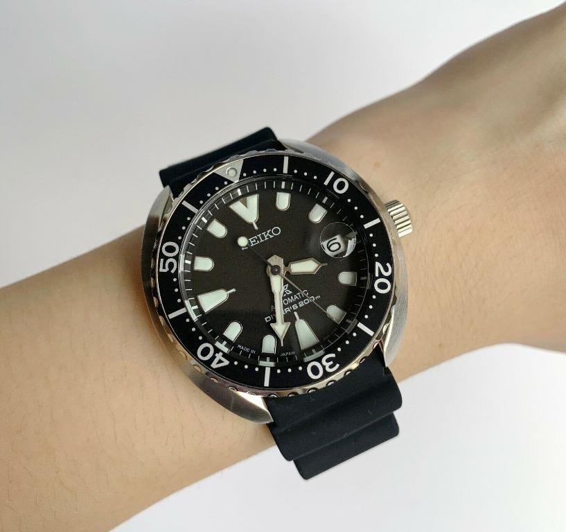 Seiko Mini Turtle Prospex Automatic Diver Black Dial Rubber Strap Japan ...