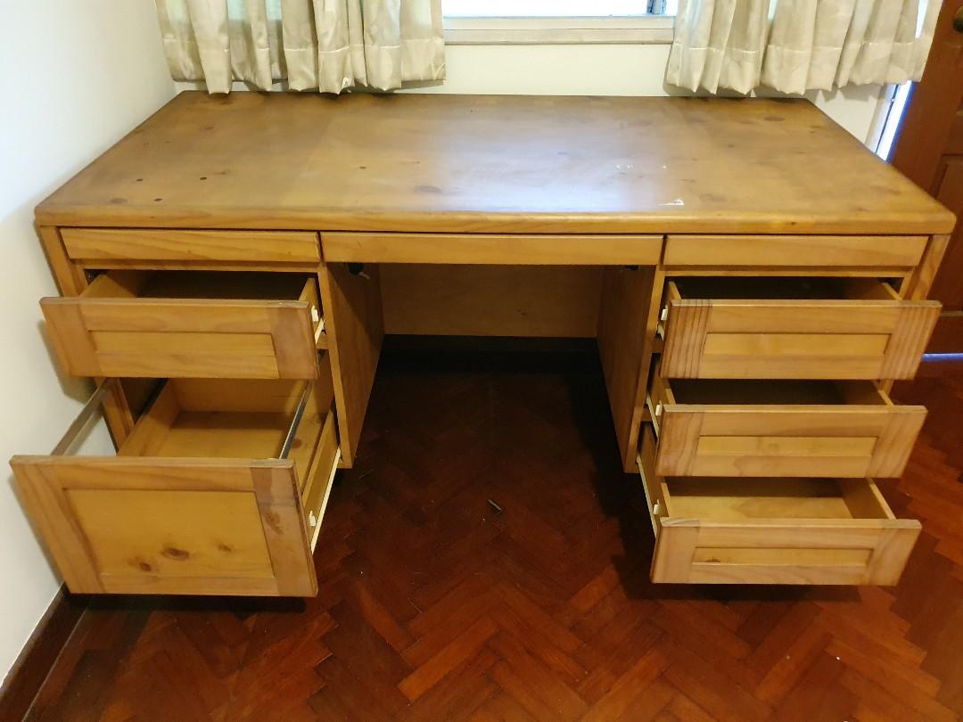Solid Pinewood Study Table, Furniture, Tables & Chairs on Carousell