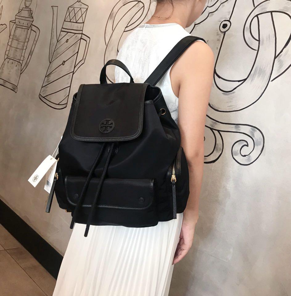 Tory Burch Nylon Backpack Black/Navy, Women's Fashion, Bags & Wallets ...