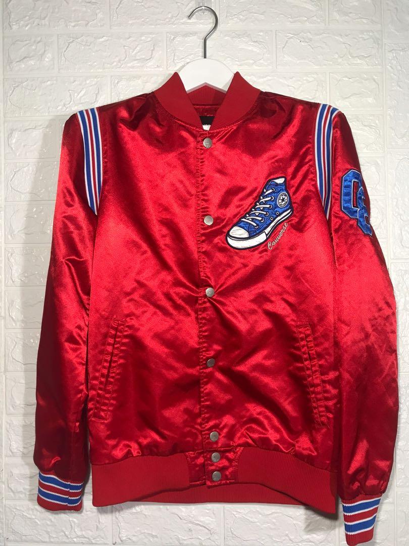Vintage Converse Varsity Jacket Satin Red, Men's Fashion, Coats ...